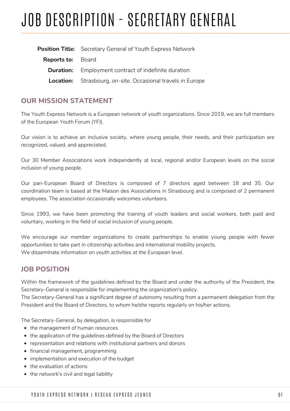 We are Hiring - Secretary General